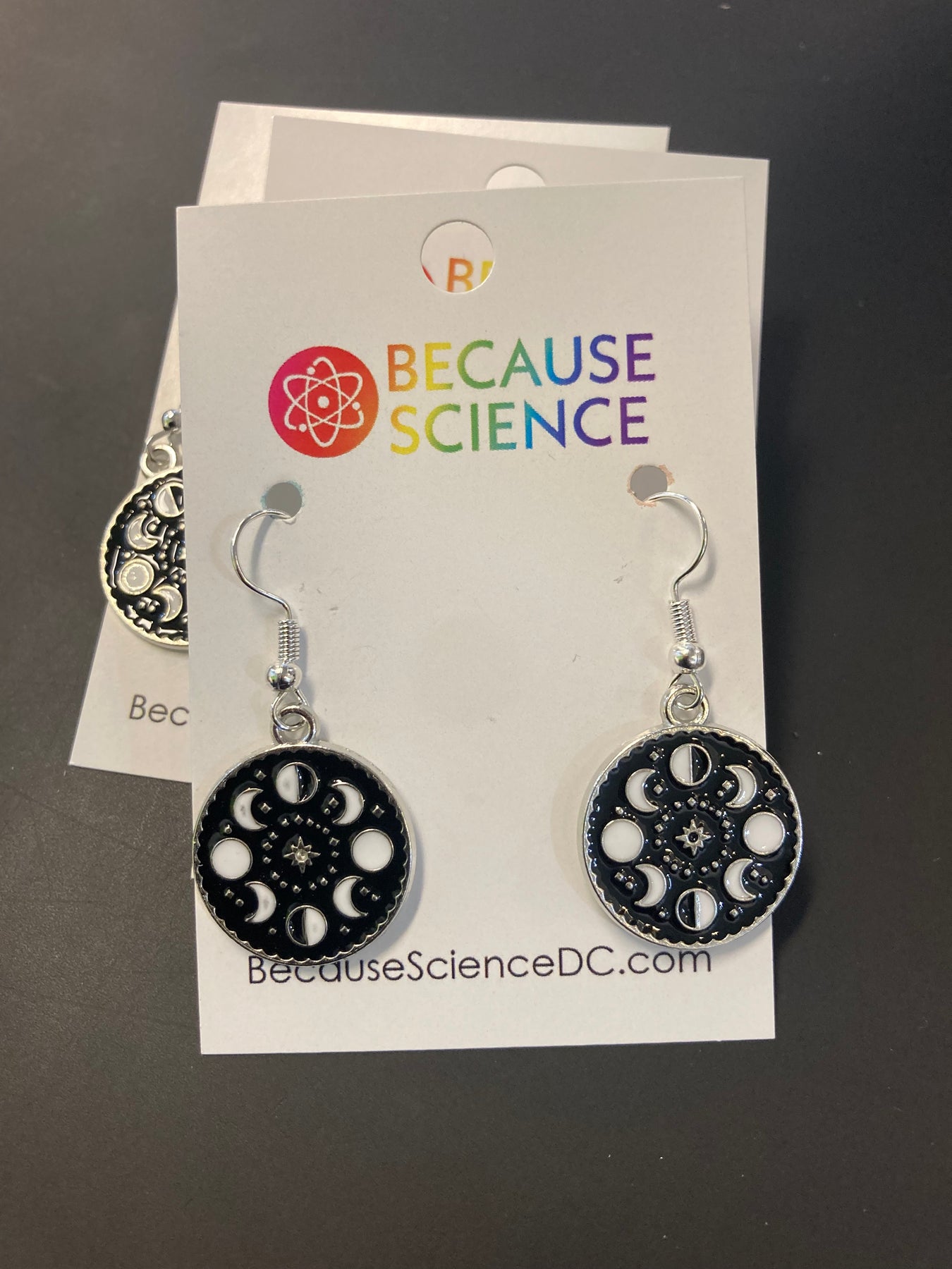 Moon Phases Enamel - Charm Dangle Earrings – Because Science