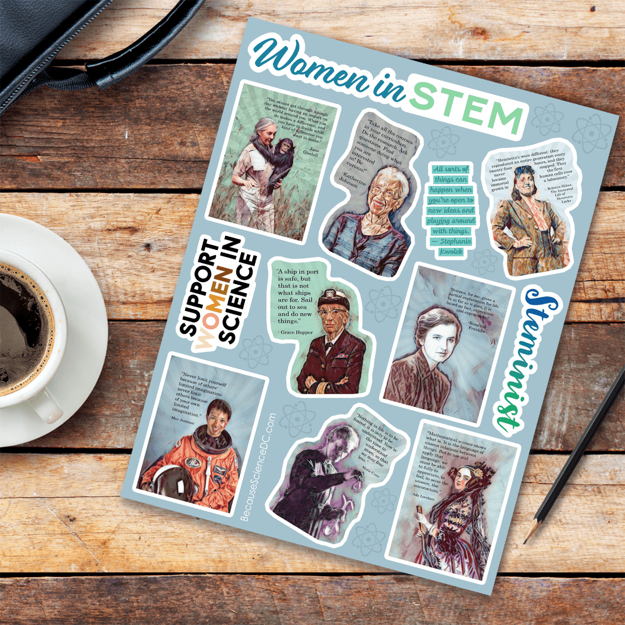 Women in STEM - 8.5" x 11" Vinyl Sticker Sheet – Because Science