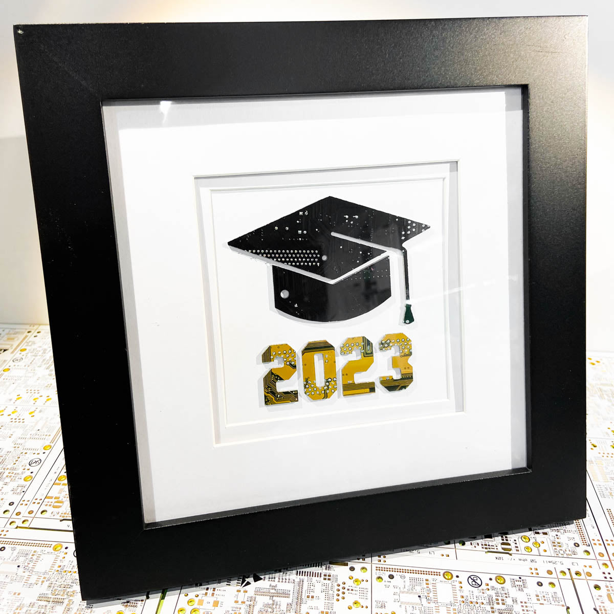 Graduation Cap Custom Circuit Board Art - 8x8 – Because Science