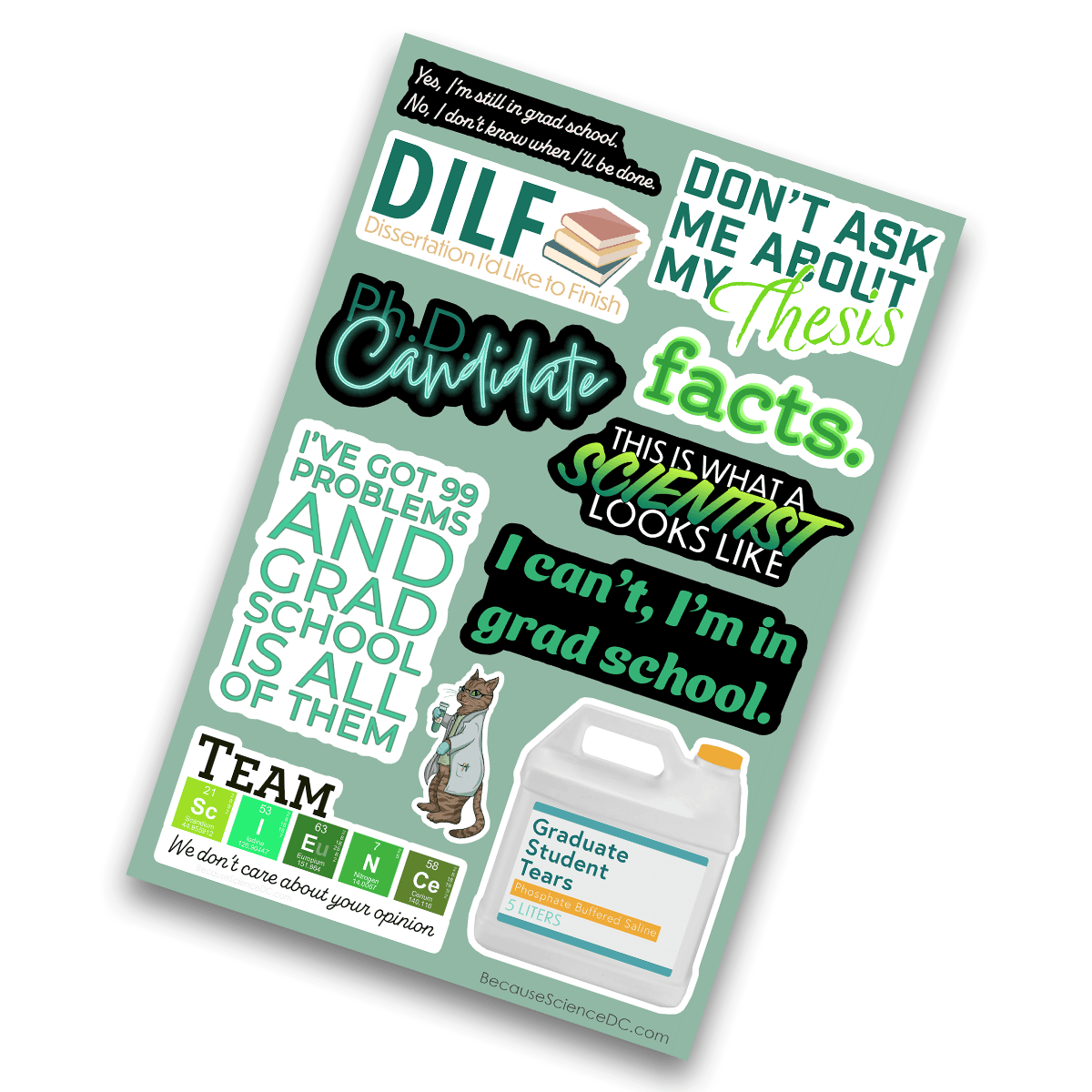 Snarky Graduate Student - 4x6 Vinyl Sticker Sheet – Because Science