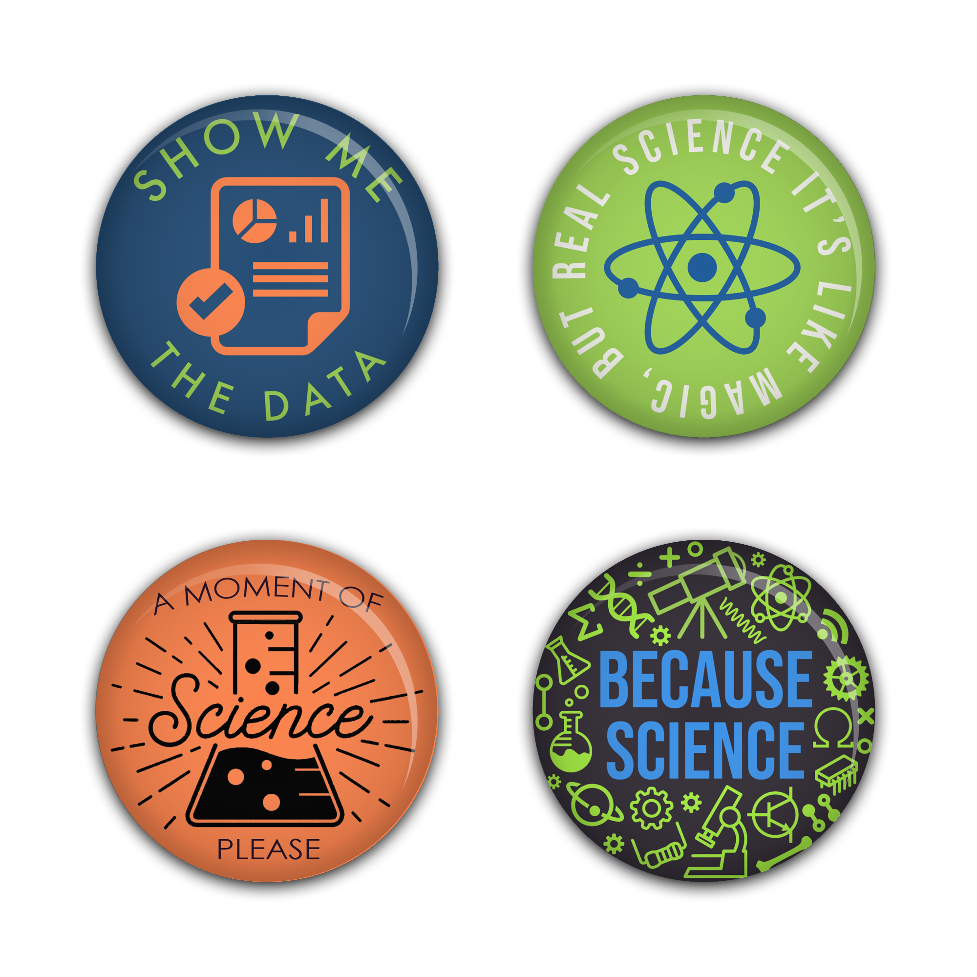 Science Slogans Pin Set – Because Science